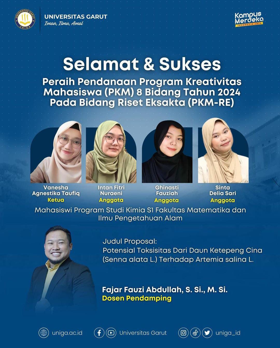 Selamat dan Sukses Peraih Pendanaan Program Kreativitas Mahasiswa (PKM) 8 Bidang Tahun 2024 Pada ...